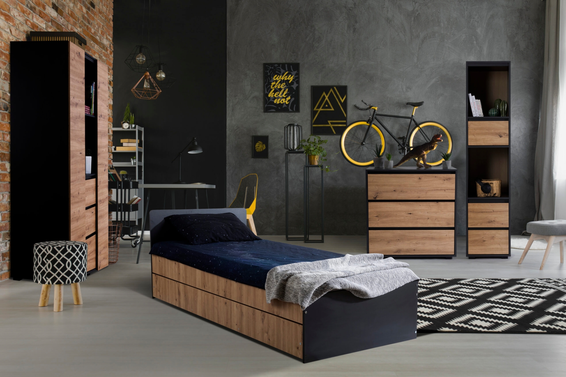 LITTLE SKY by KLUPŚ riiul DALIA, Anthracite/Oak | Riidekapid, kummutid ...